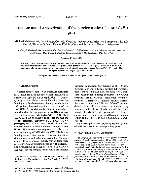 (PDF) Isolation and characterization of the porcine nuclear factor I ...