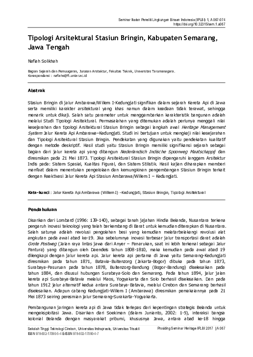 (PDF) Tipologi Arsitektural Stasiun Bringin, Kabupaten Semarang, Jawa ...