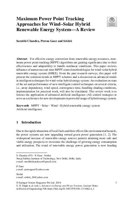 (PDF) Maximum Power Point Tracking Approaches for Wind–Solar Hybrid ...