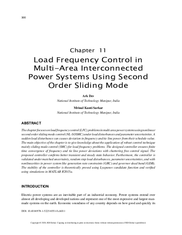 (PDF) Robust Load Frequency Control in Power Systems