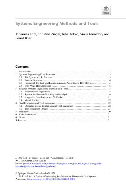 (PDF) Systems Engineering Methods and Tools