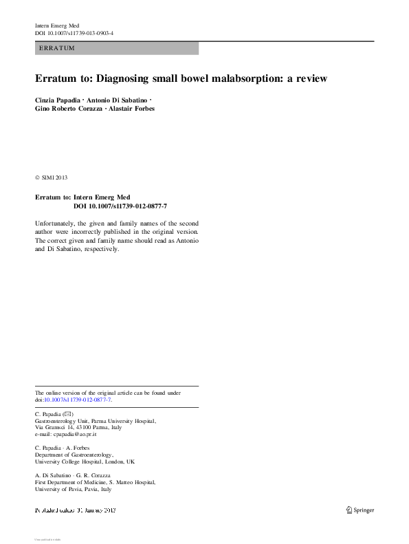 (PDF) Diagnosing small bowel malabsorption: a review | Alastair Forbes ...