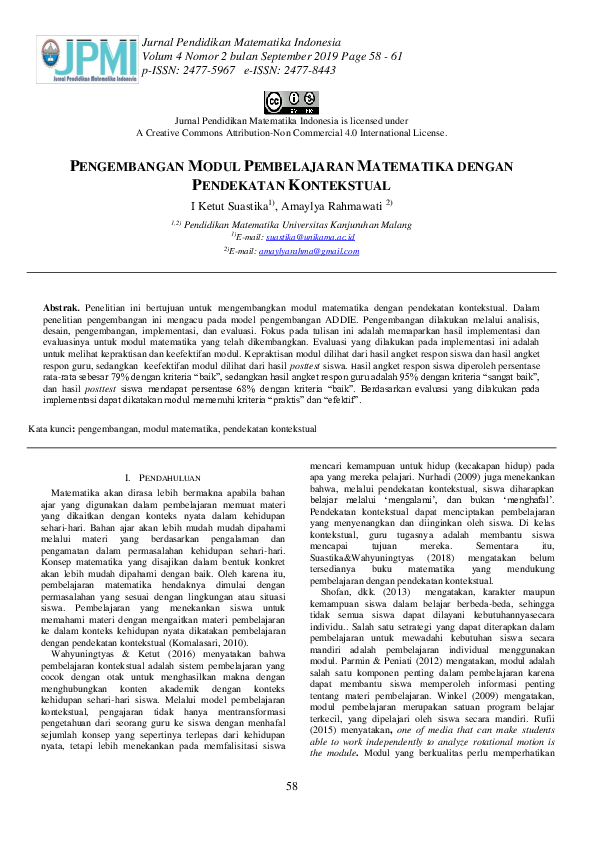 (PDF) Pengembangan modul pembelajaran matematika dengan pendekatan Science, Technology ...