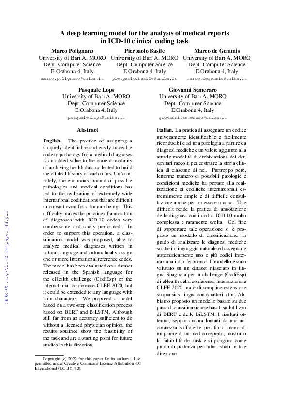 Pdf A Deep Learning Model For The Analysis Of Medical Reports In Icd 10 Clinical Coding Task