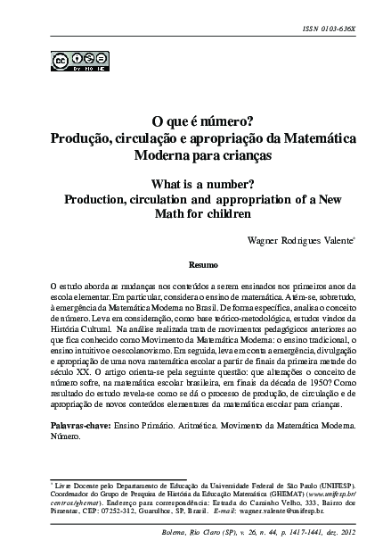 (PDF) O que é número? Produção, circulação e apropriação da Matemática ...