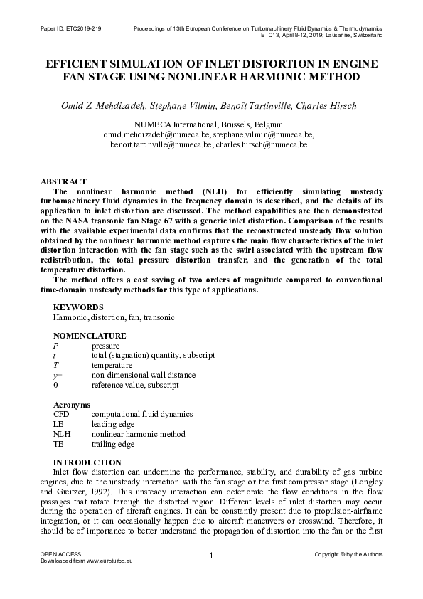 (PDF) Efficient simulation of inlet distortion in engine fan stage ...