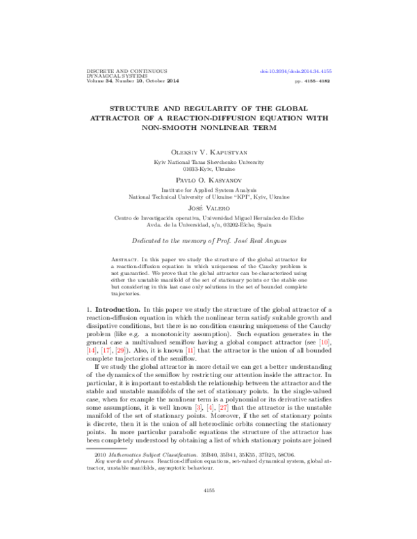 Structure And Regularity Of The Global Attractor Of A Reaction Diffusion Equation With Non