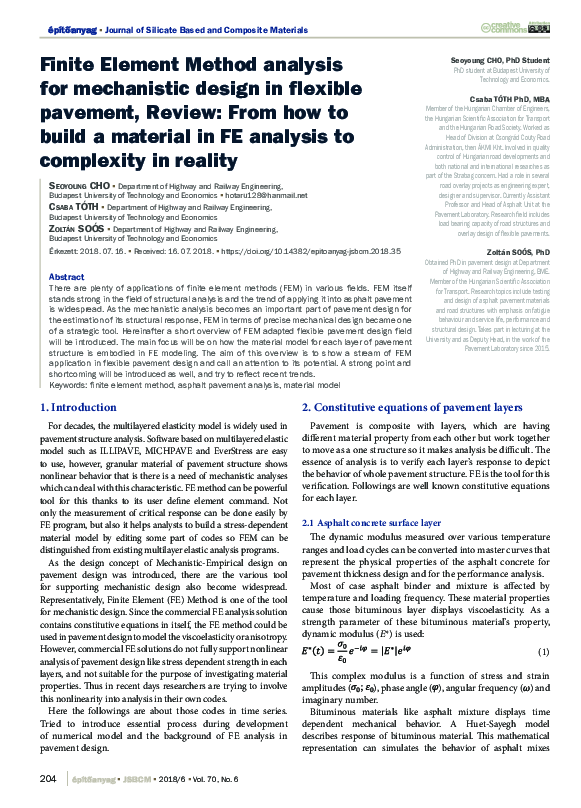 (PDF) Finite Element Method analysis for mechanistic design in flexible pavement, Review: From ...