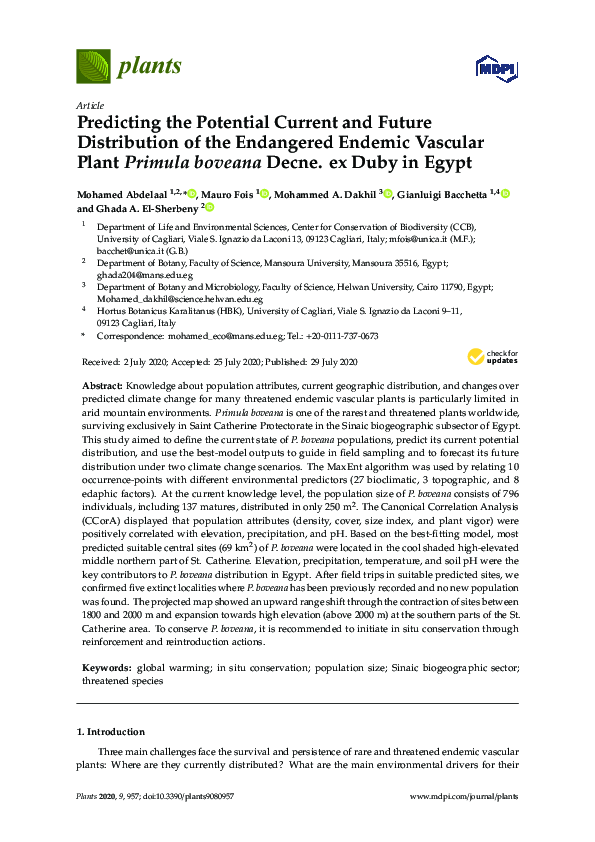 (PDF) Predicting the Potential Current and Future Distribution of the ...