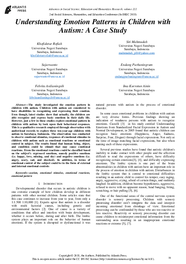 (PDF) Understanding Emotion Patterns in Children with Autism: A Case Study