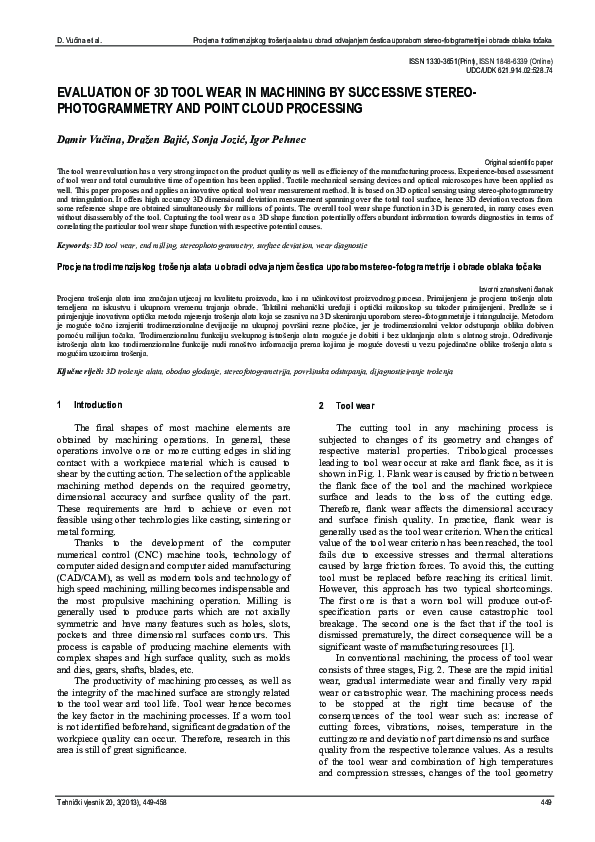 (PDF) Evaluation of 3D tool wear in machining by successive stereo-photogrammetry and point ...