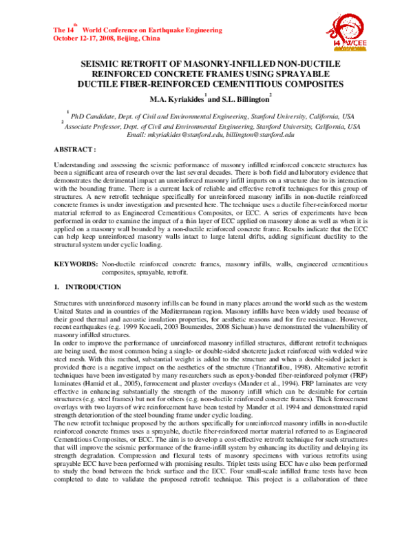(PDF) Seismic Retrofit of Masonry-Infilled Non-Ductile Reinforced ...