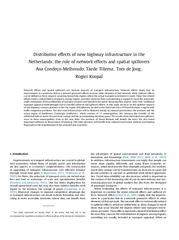 (PDF) rs Distributive effects of new highway infrastructure in the ...