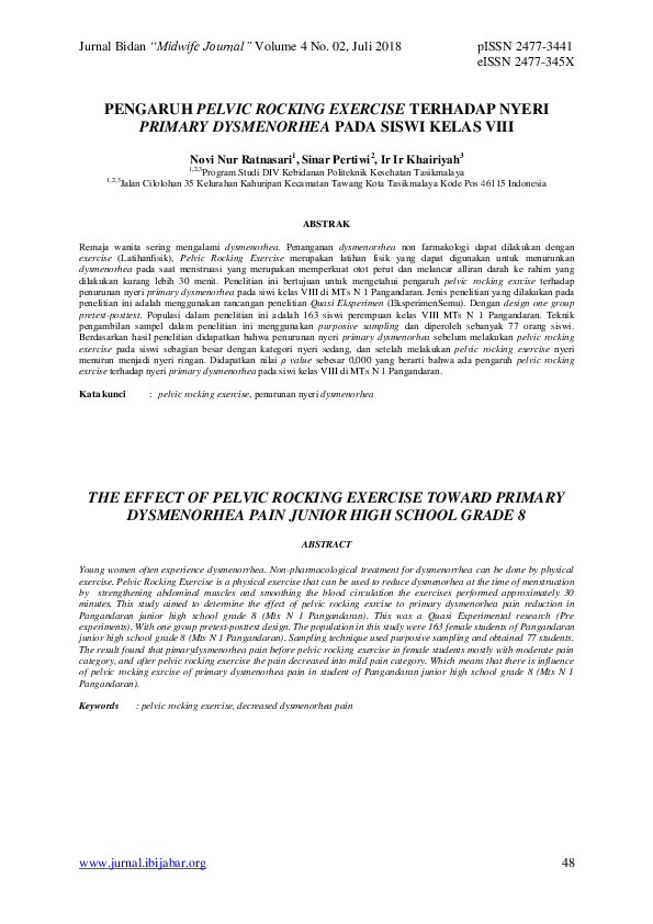 (PDF) Pengaruh Pelvic Rocking Exercise terhadap Nyeri Primary ...