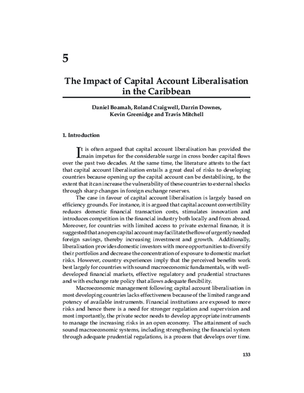 (PDF) The Impact of Capital Account Liberalisation in the Caribbean