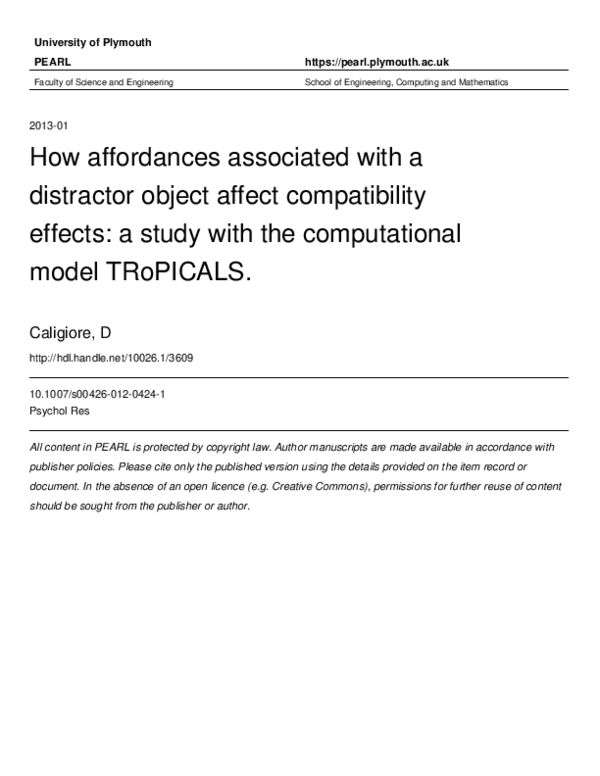 (PDF) How Affordances Associated with a distractor Object Can Cause Compatibility Effects: A ...