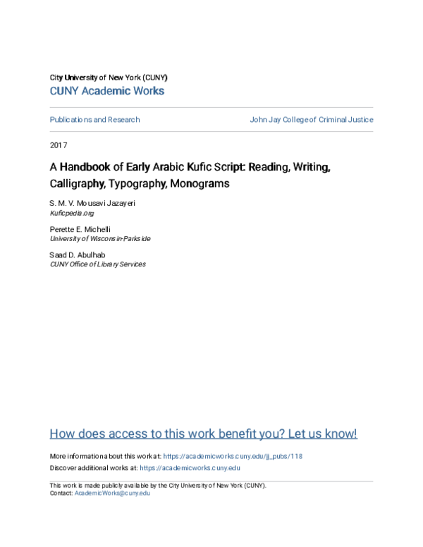 (PDF) A Handbook of Early Arabic Kufic Script: Reading, Writing ...