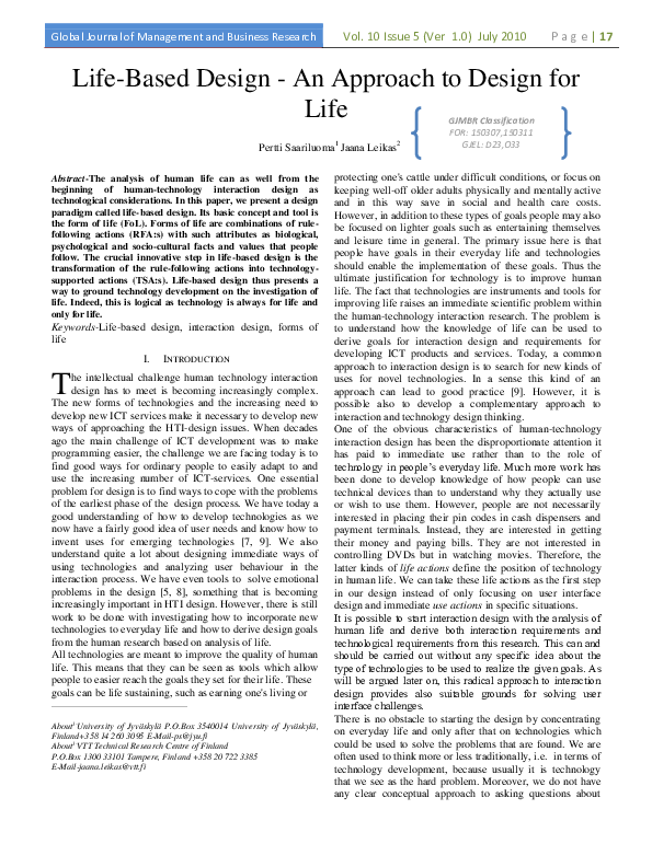 (PDF) Life-Based Design - An Approach to Design for Life