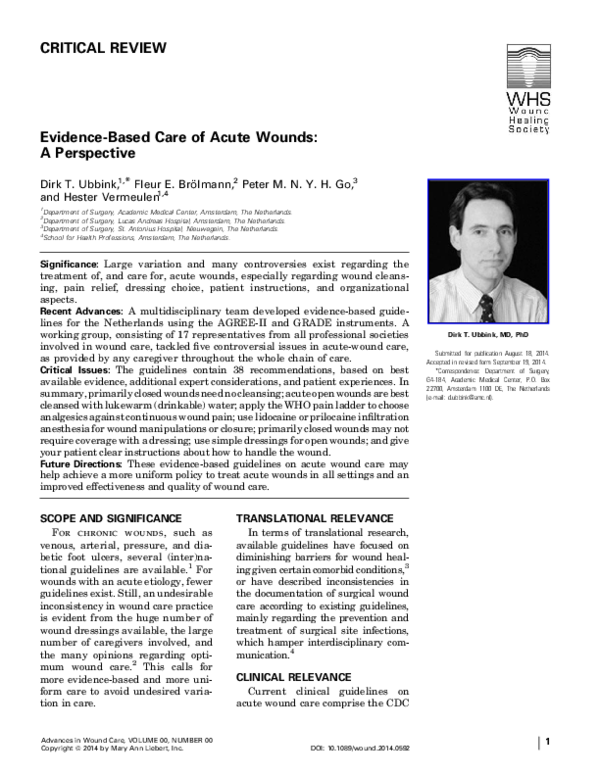 (PDF) Evidence-Based Care of Acute Wounds: A Perspective