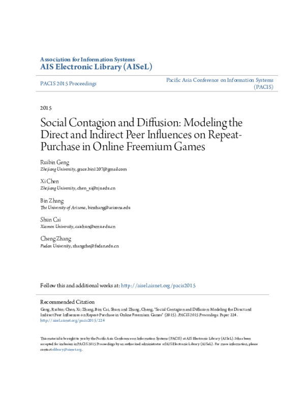 (PDF) Social contagion and diffusion: Modeling the direct and indirect ...