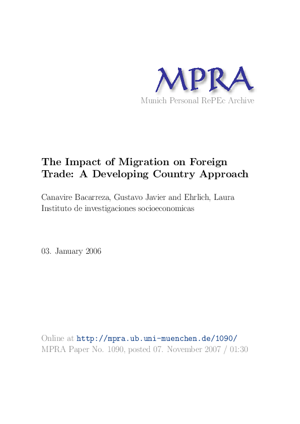 (PDF) The Impact of Migration on Foreign Trade: A Developing Country Approach