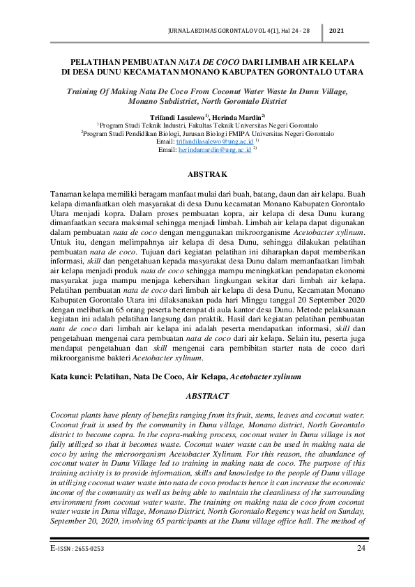(PDF) Pelatihan Pembuatan Nata De Coco Dari Limbah Air Kelapa DI Desa ...