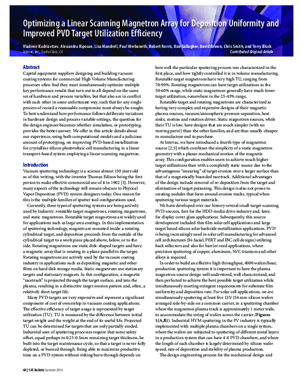 (PDF) Optimizing a Linear Scanning Magnetron Array for Deposition ...