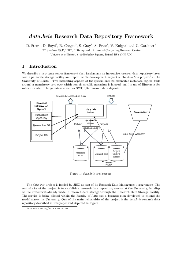 (PDF) data.bris Research Data Repository Framework