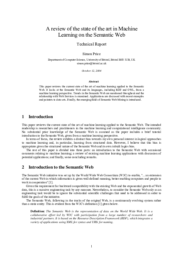 (PDF) A review of the state of the art in Machine Learning on the ...