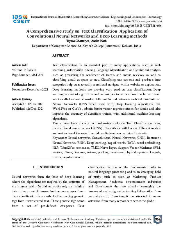 (PDF) A Comprehensive study on Text Classification: Application of ...