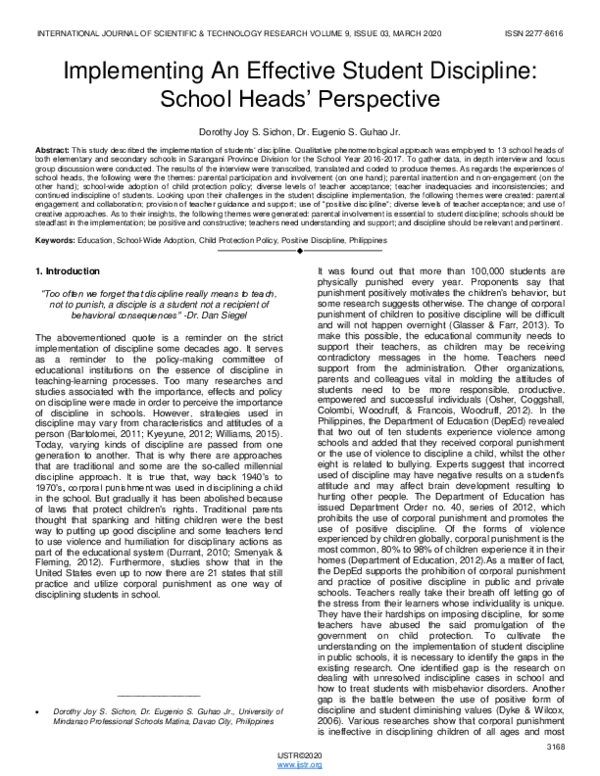(PDF) Implementing An Effective Student Discipline: School Heads ...