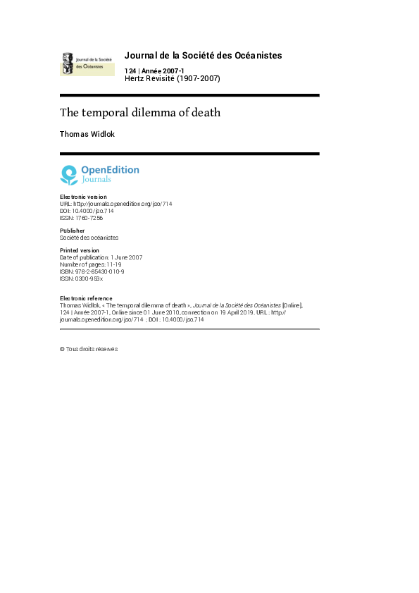 (PDF) The temporal dilemma of death
