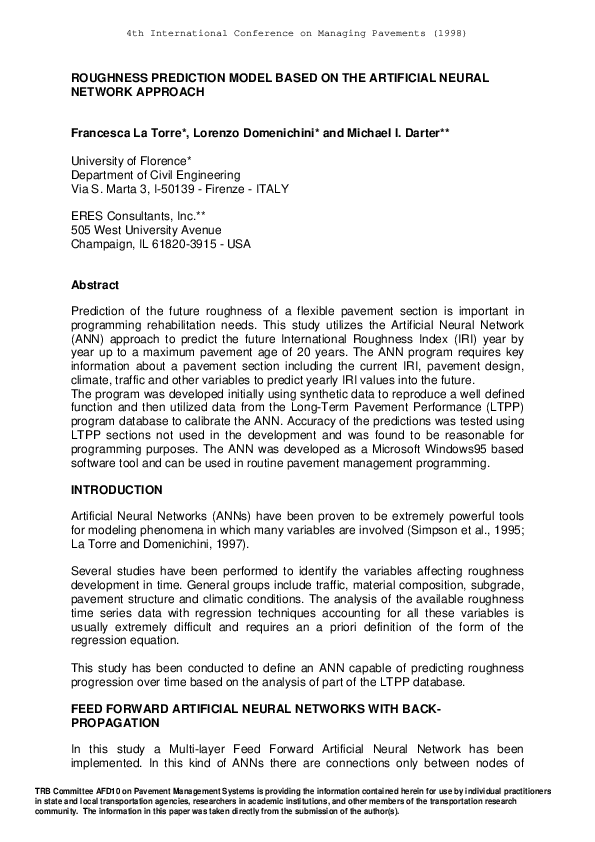 (PDF) Roughness Prediction Model Based on the Artificial Neural Network Approach