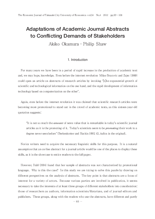 (PDF) Adaptations of Academic Journal Abstracts to Conflicting Demands ...