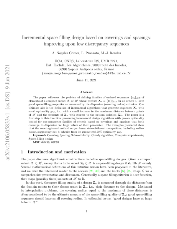 (PDF) Incremental Space-Filling Design Based on Coverings and Spacings ...