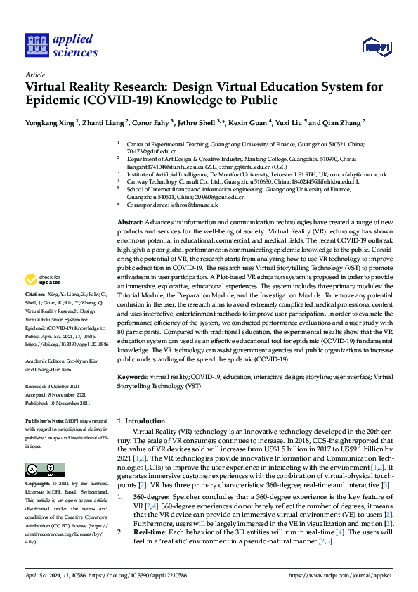 (PDF) Virtual Reality Research: Design Virtual Education System for ...