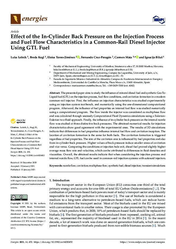 (PDF) Effect of the In-Cylinder Back Pressure on the Injection Process ...