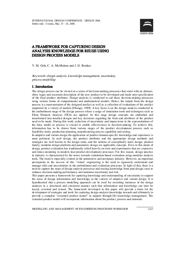 (PDF) A framework for capturing design analysis knowledge for reuse
