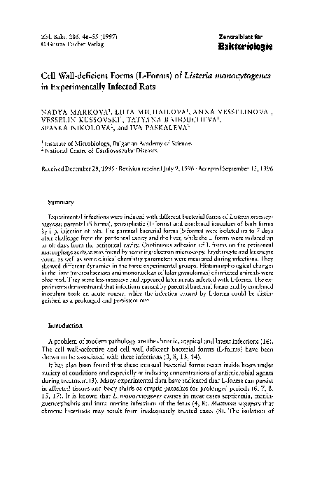 (PDF) Cell Wall-deficient Forms (L-Forms) of Listeria monocytogenes in ...