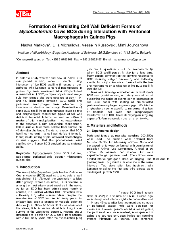 (PDF) Formation of Persisting Cell Wall Deficient Forms ofMycobacterium ...