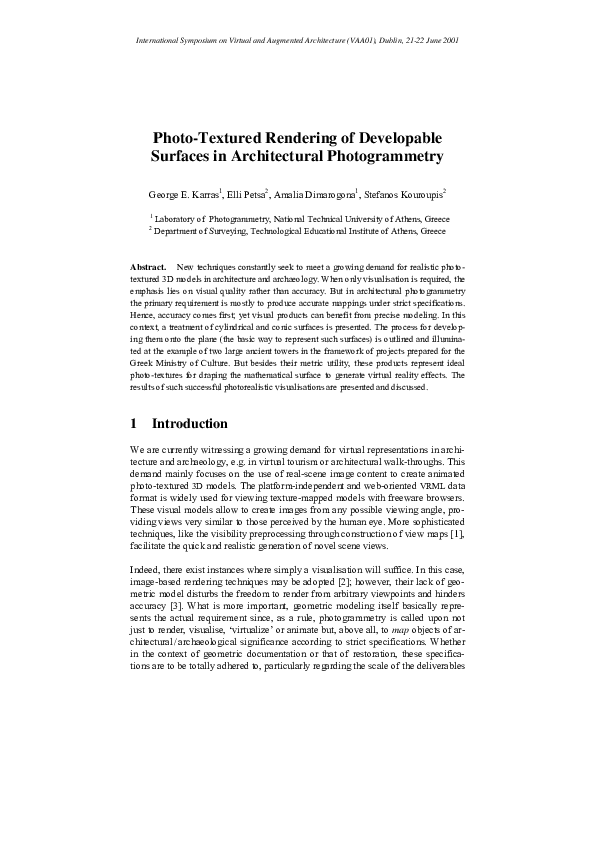 (PDF) Photo-textured rendering of developable surfaces in architectural ...