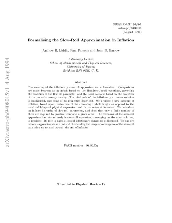 (PDF) Formalizing the slow-roll approximation in inflation