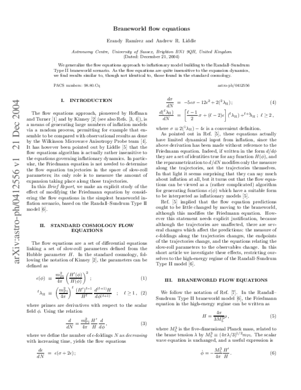 (PDF) Braneworld flow equations
