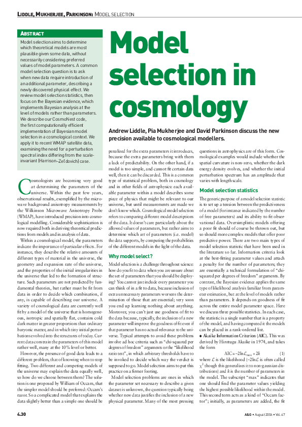 (PDF) Robust Model Selection Techniques in Cosmology