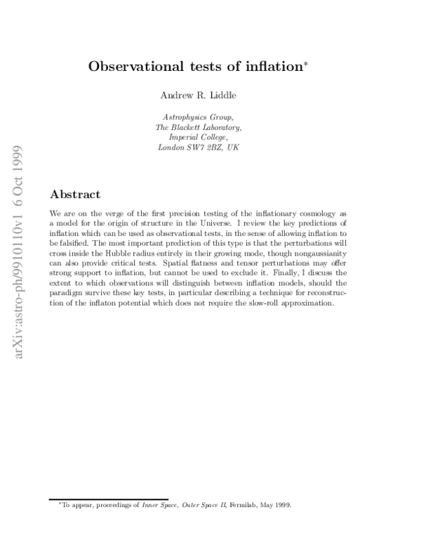 (PDF) Observational tests of inflation