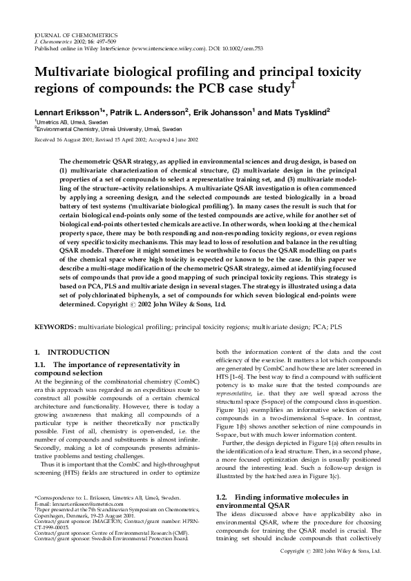 (PDF) Multivariate biological profiling and principal toxicity regions ...