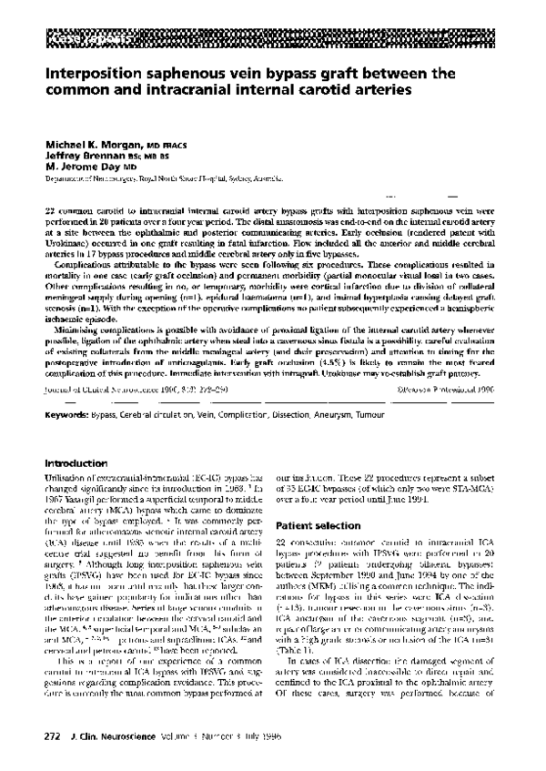 (PDF) Interposition saphenous vein bypass graft between the common and ...