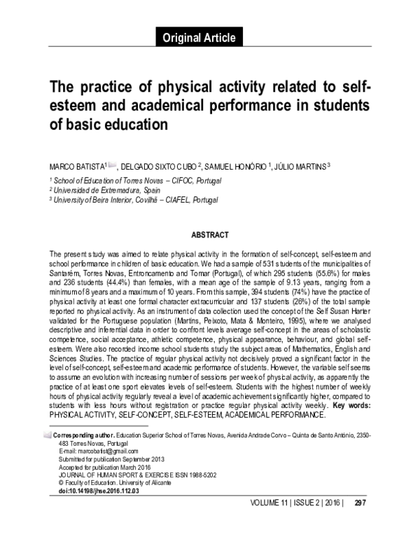 (PDF) The practice of physical activity related to self-esteem and ...