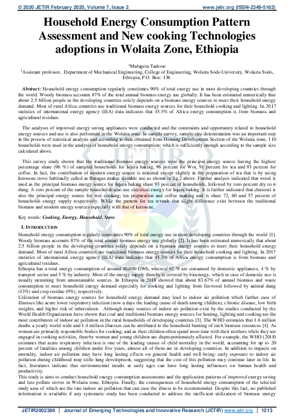 (PDF) Household Energy Consumption Pattern Assessment and New cooking ...