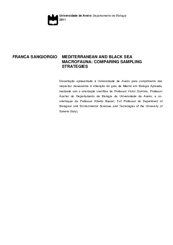 (PDF) Mediterranean and black sea macrofauna: comparing sampling strategies